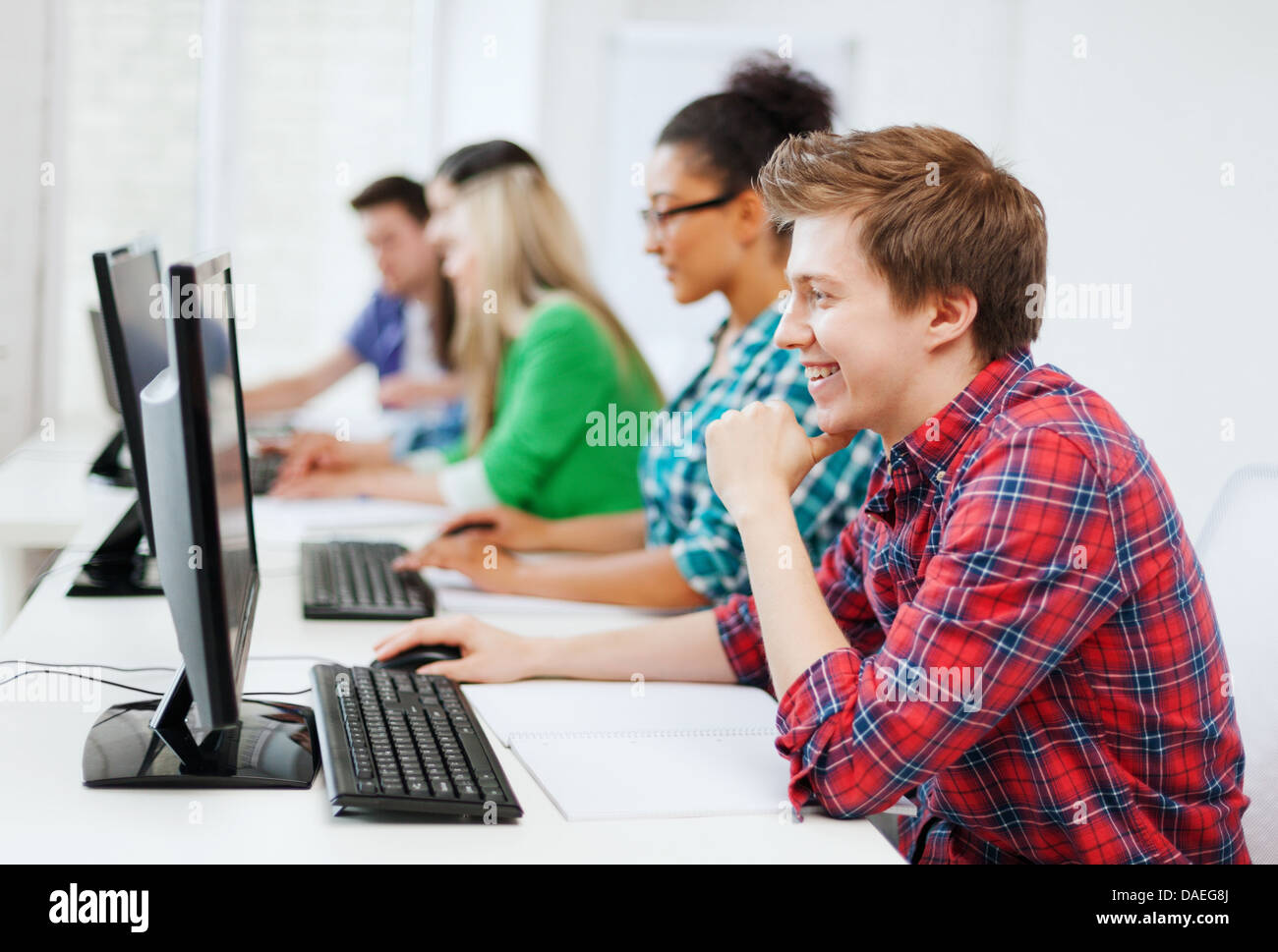 student with computer studying at school Stock Photo - Alamy