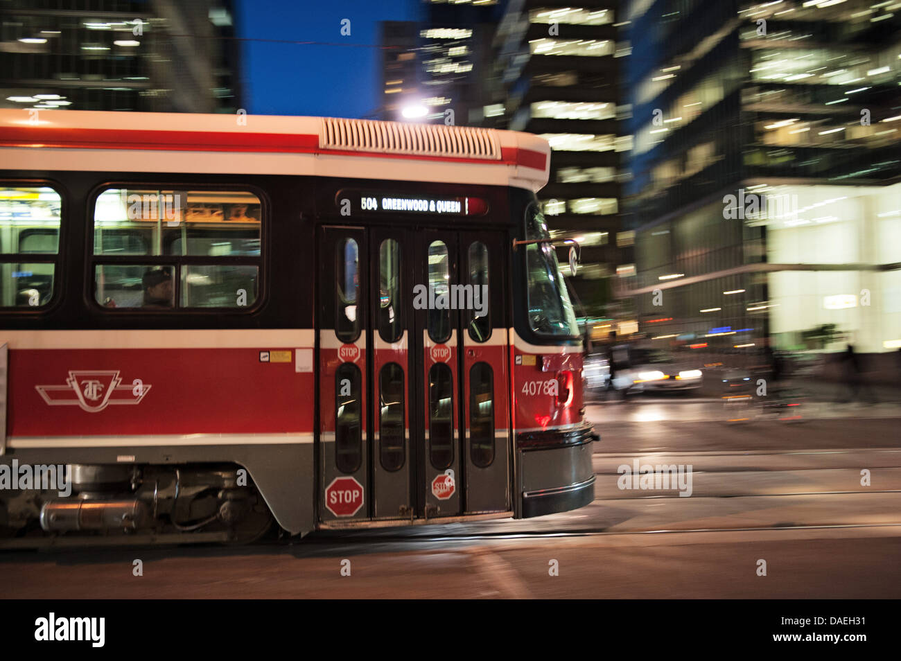 streetcar in Downtown toronto at dusk, Canada Stock Photo - Alamy