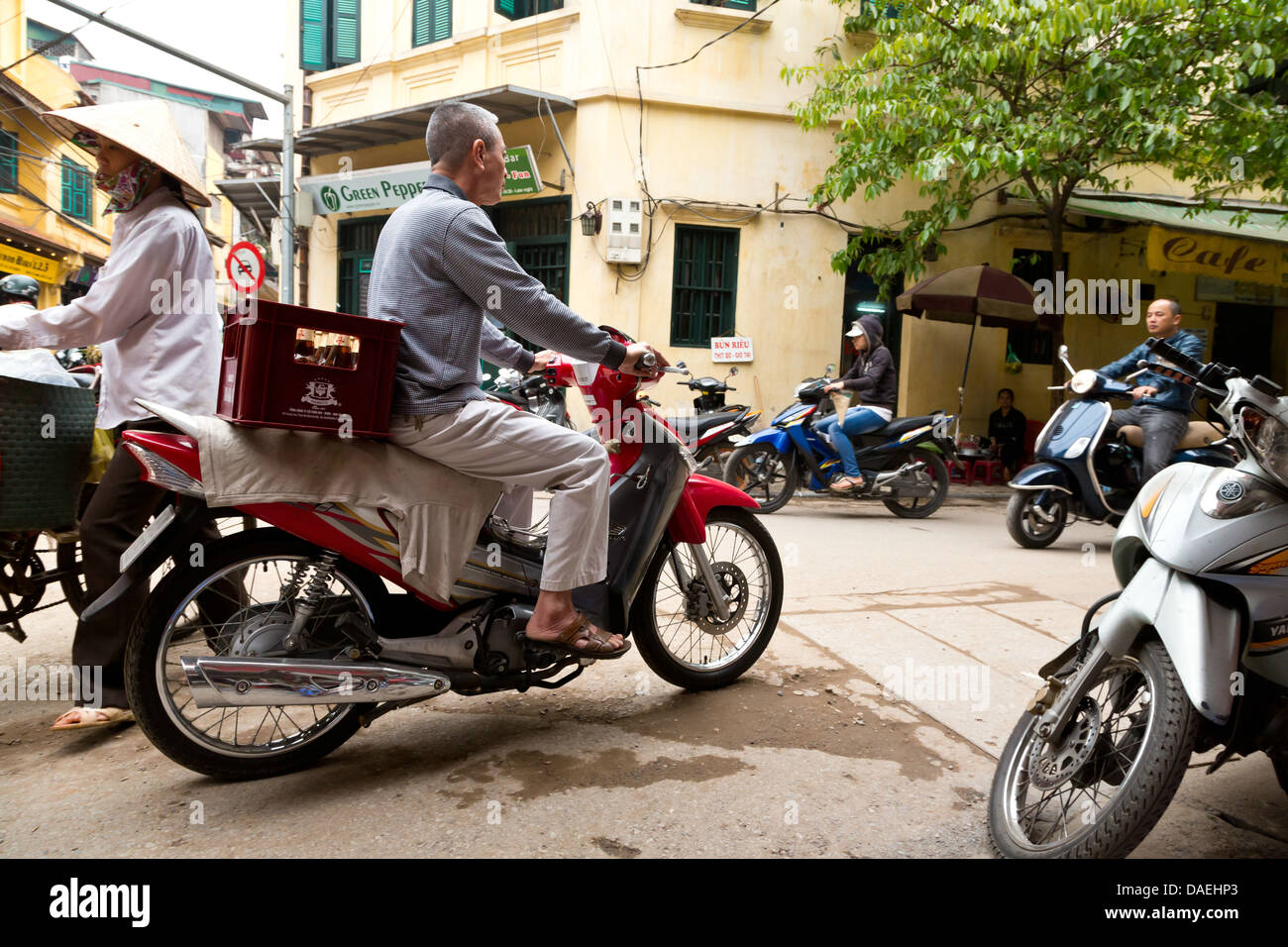 Scooter Drivers in Hanoi, Vietnam Stock Photo - Alamy