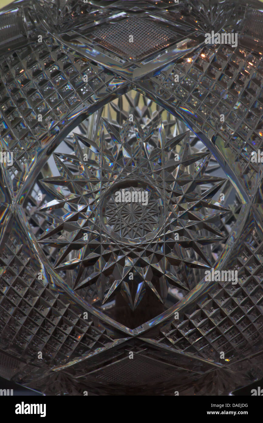 Light flowing through pattern and form of a cut glass for a abstract ...