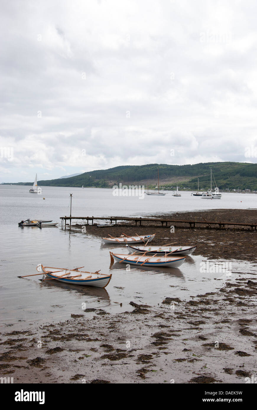 Four Fair Isles St Ayles Skiffs Beached at Tighnabruaich Scotland Stock ...