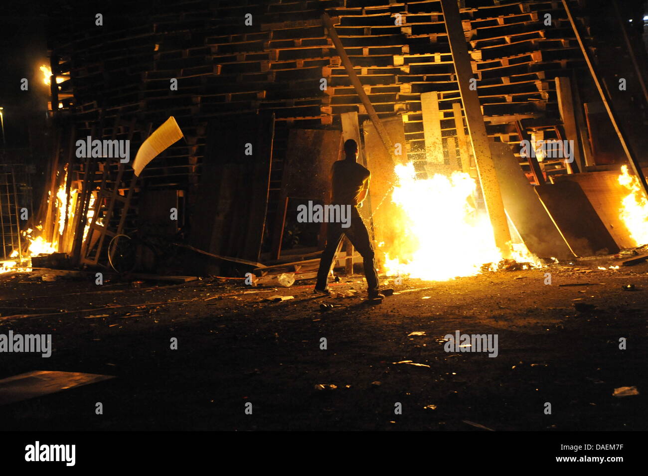 Belfast, UK. 11th July, 2013. On July 11, 'Eleventh Night' bonfires are ...