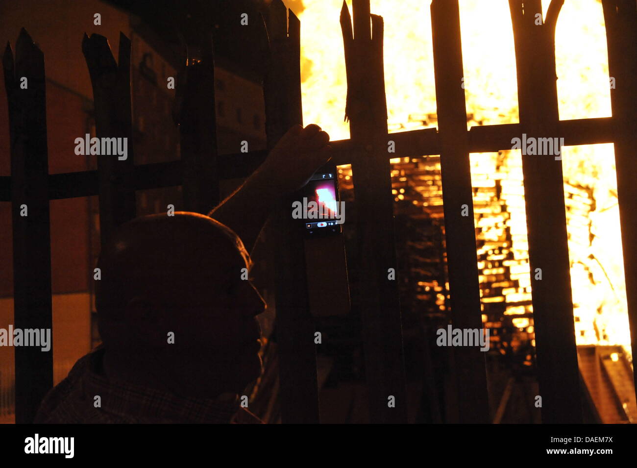 Belfast, UK. 11th July, 2013. On July 11, 'Eleventh Night' bonfires are ...