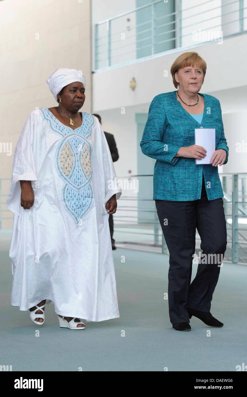 German Chancellor Angela Merkel and the President of the African Union ...