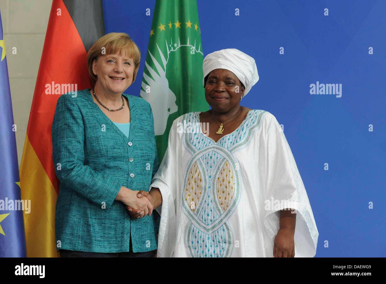 German Chancellor Angela Merkel and the President of the African Union ...