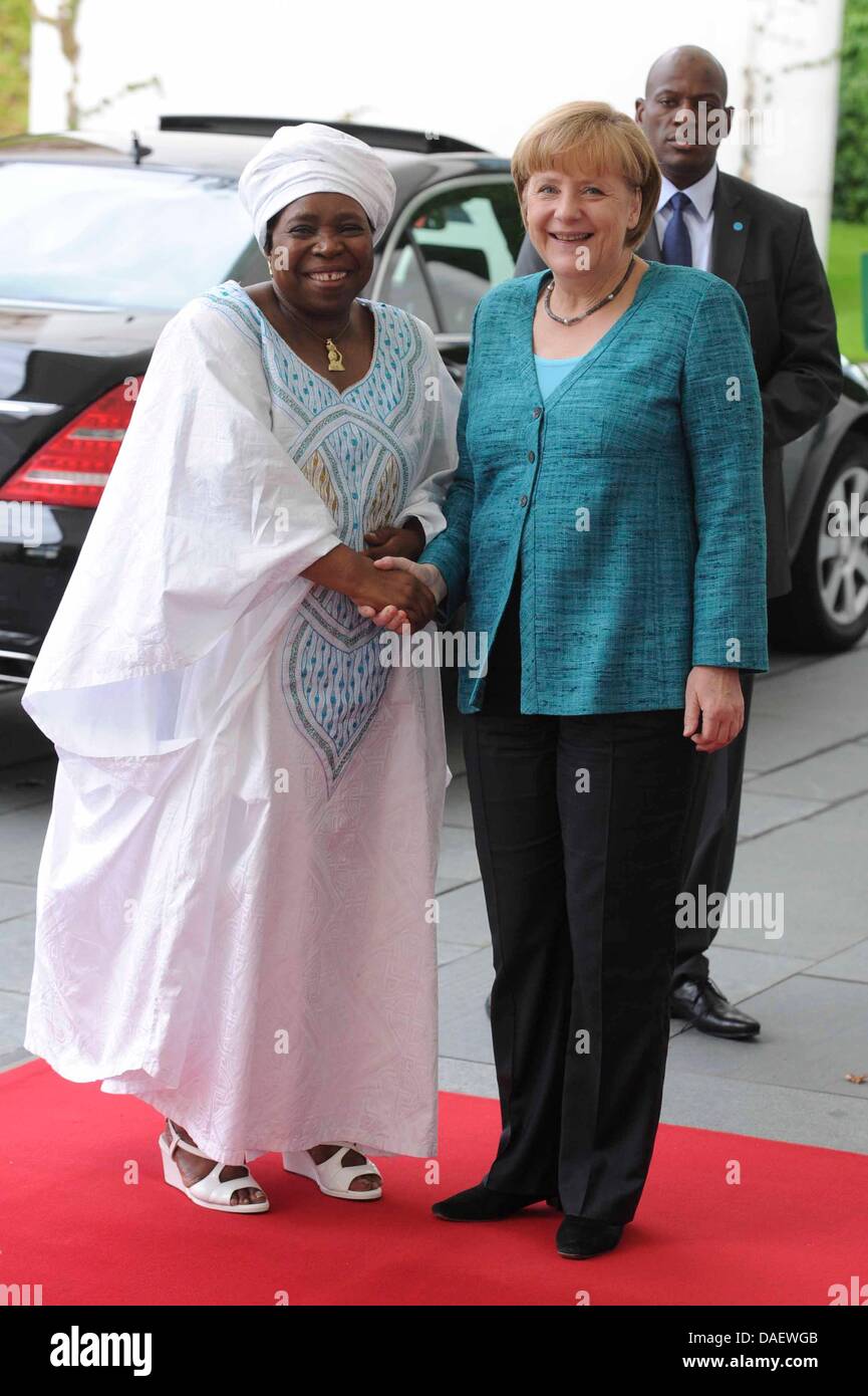 German Chancellor Angela Merkel and the President of the African Union ...