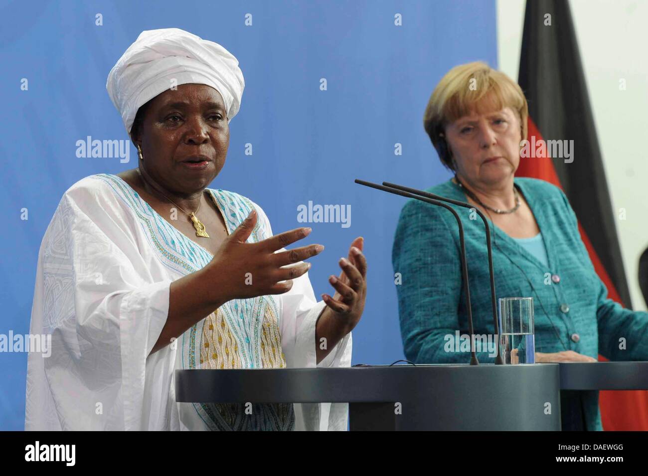 German Chancellor Angela Merkel and the President of the African Union ...