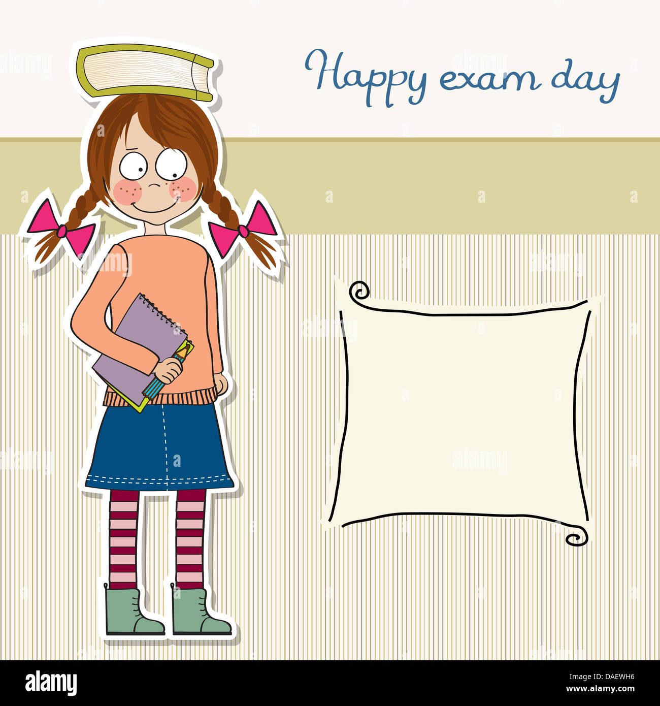 funny young student girl before exam, vector illustration Stock Photo ...