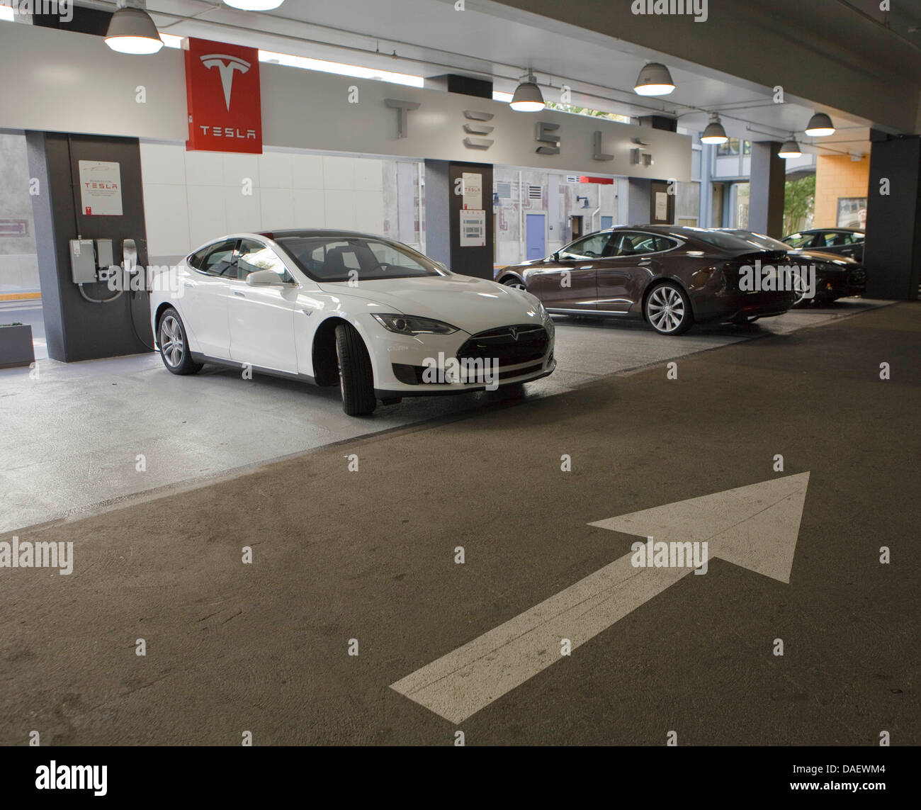 July 11, 2013 - San Jose, California, U.S. - A row of Tesla Model S ...