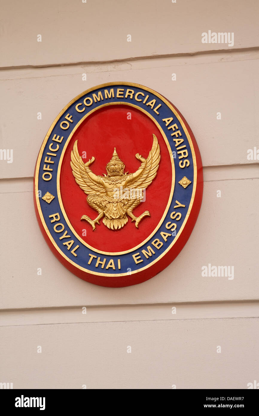 The Royal Thai Embassy sign in Mayfair London Stock Photo - Alamy