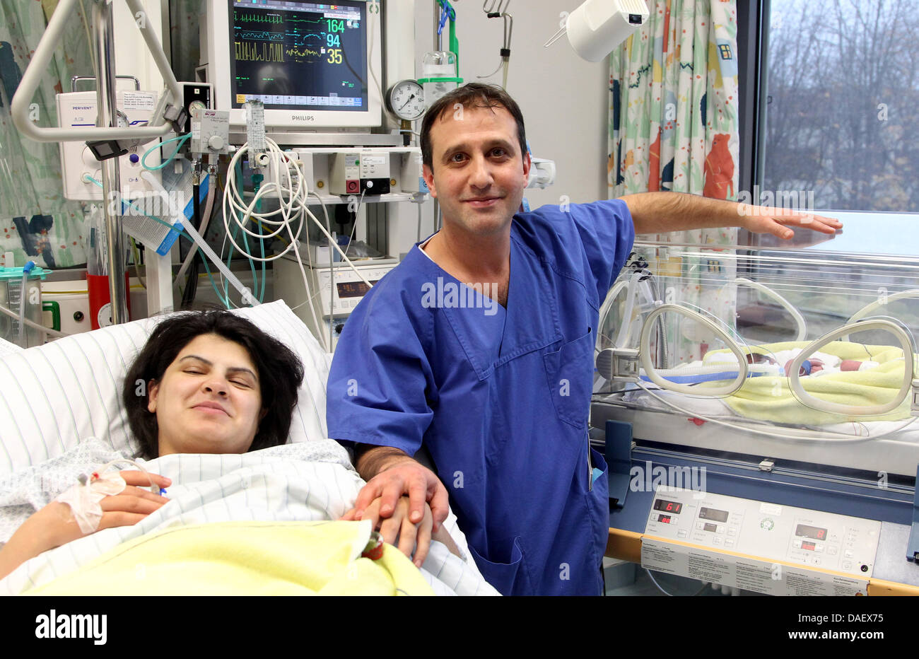 Parents Hani (R) and Khadra Fakhro smile after the birth of their ...