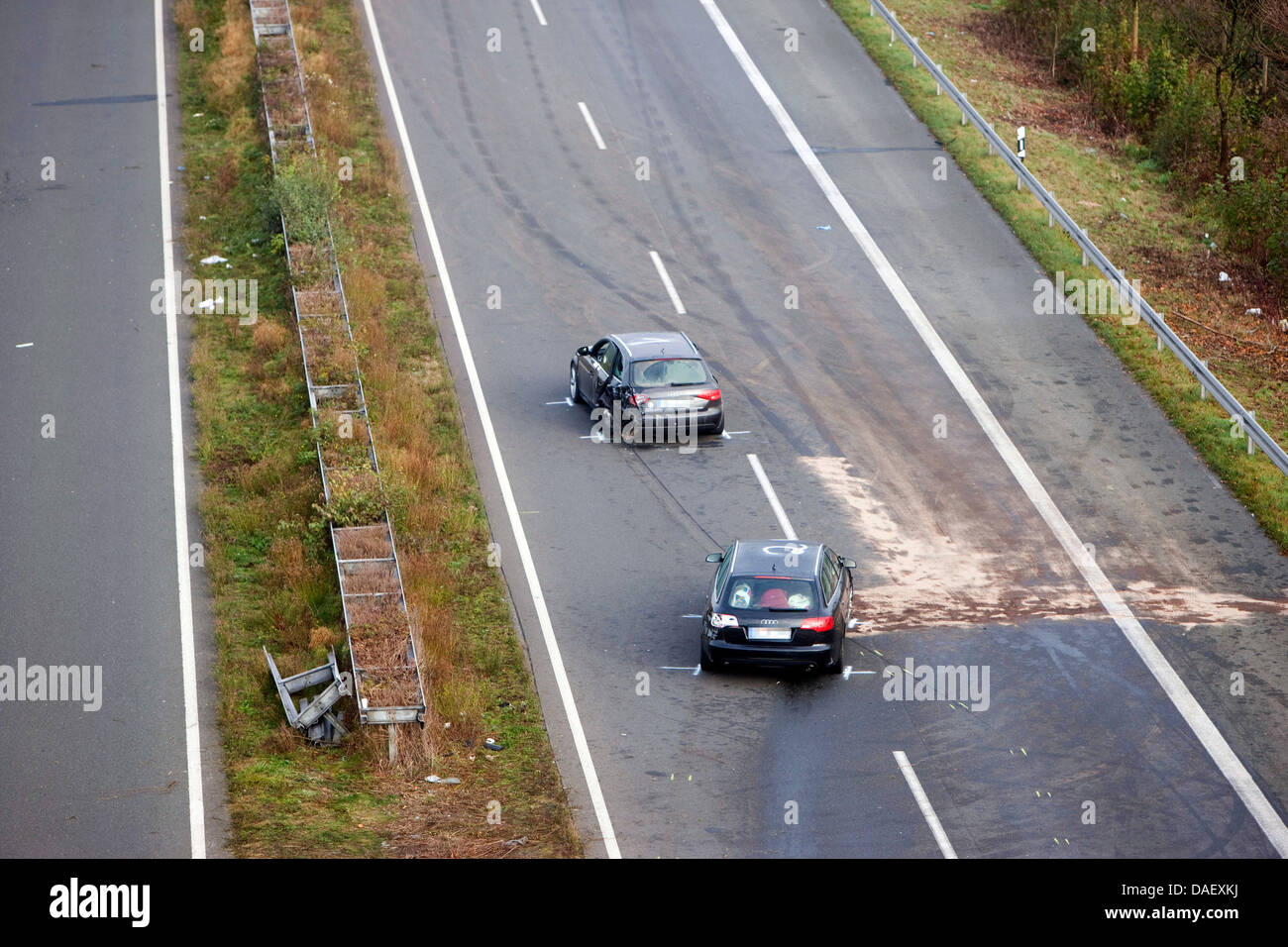 Wrecked vehichles sit on the autobahn A31 after a multiple vehichle ...