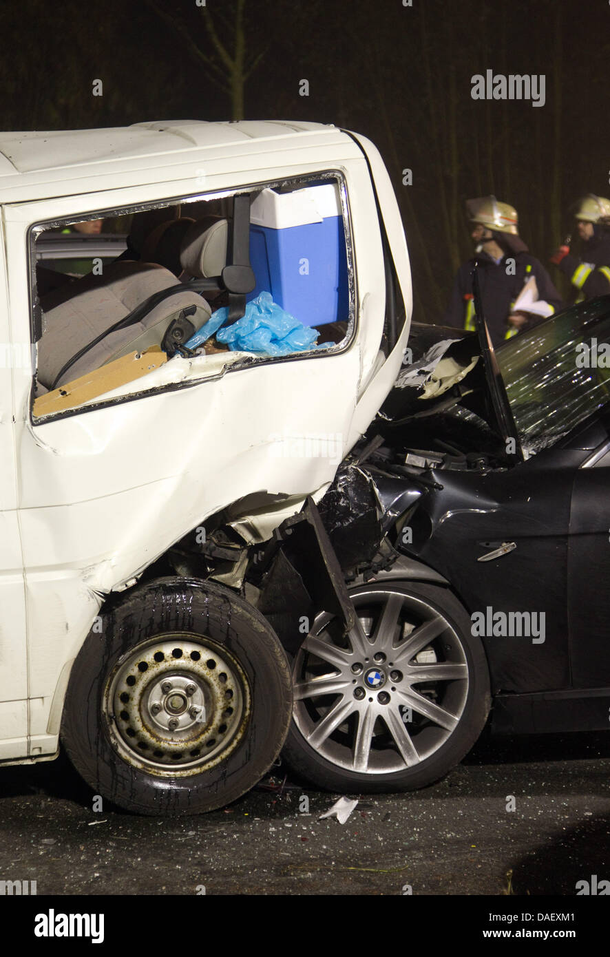 Wrecked vehichles sit on the autobahn A31 after a multiple vehichle ...