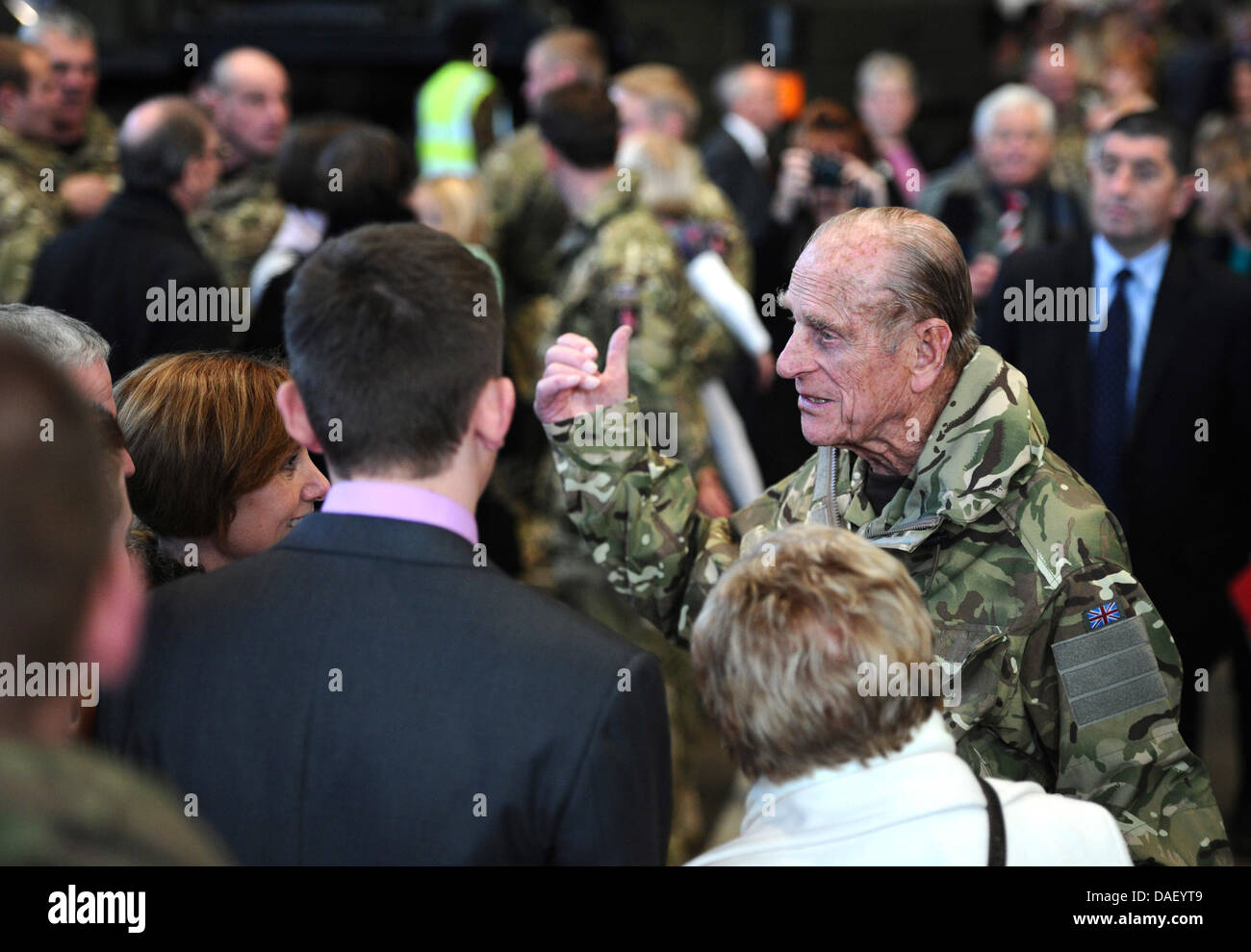 Prince Philip (R), husband of the Queen, visits British troops at St ...