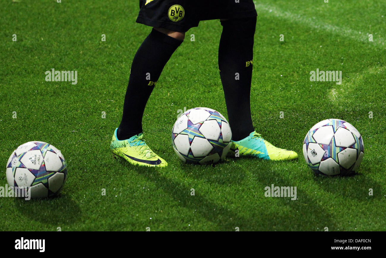 The shoes of Dortmund's Mario Goetze are seen during a training session ...