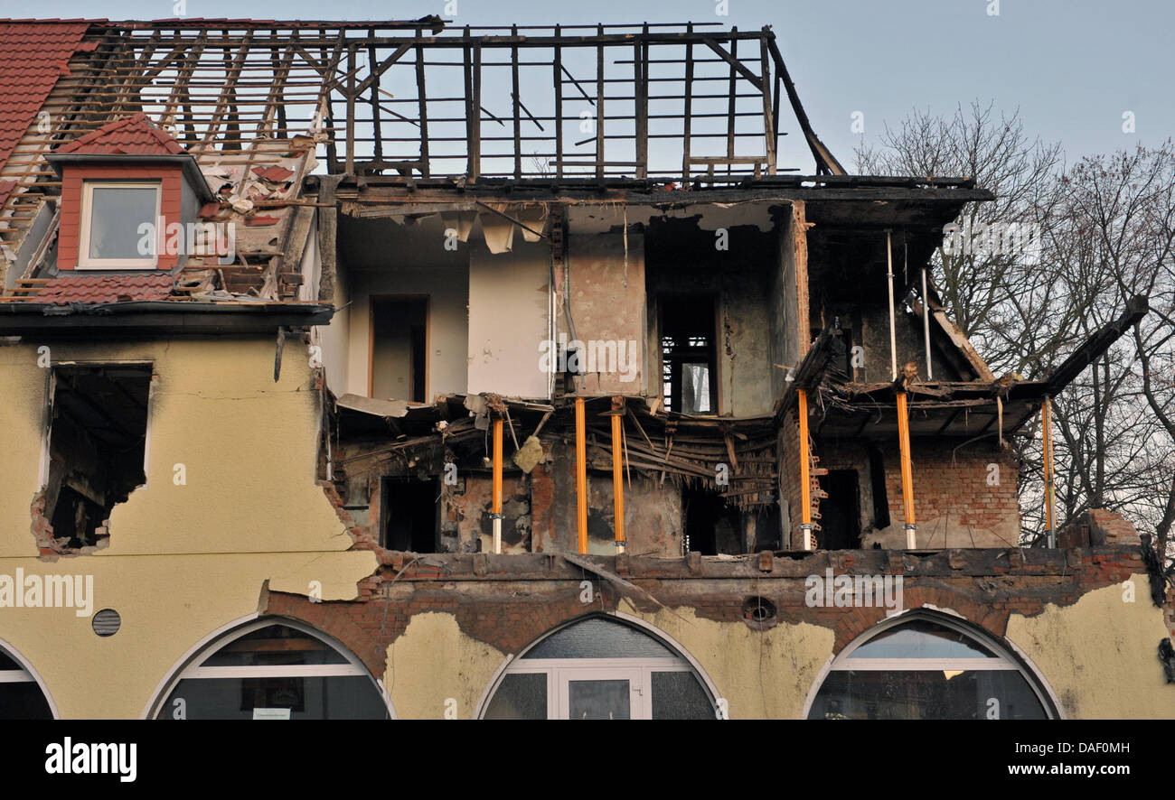 The partially destroyed house that served as a hiding spot for the neo ...