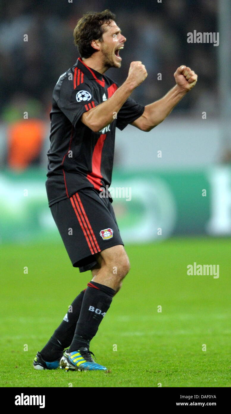 Manuel Friedrich of Leverkusen celebrates after winning the Champions ...