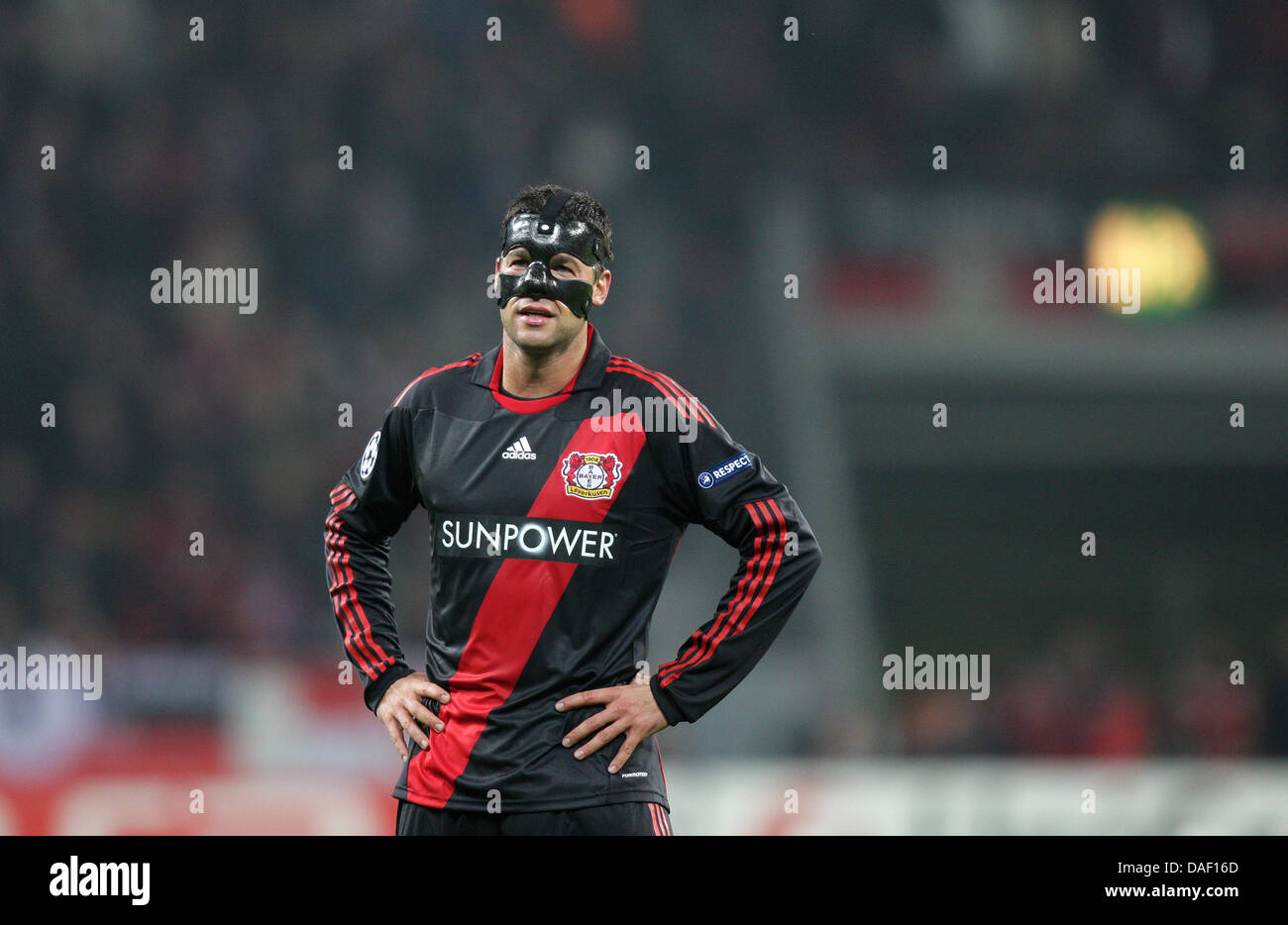 Michael Ballack of Leverkusen looks on during the Champions League ...