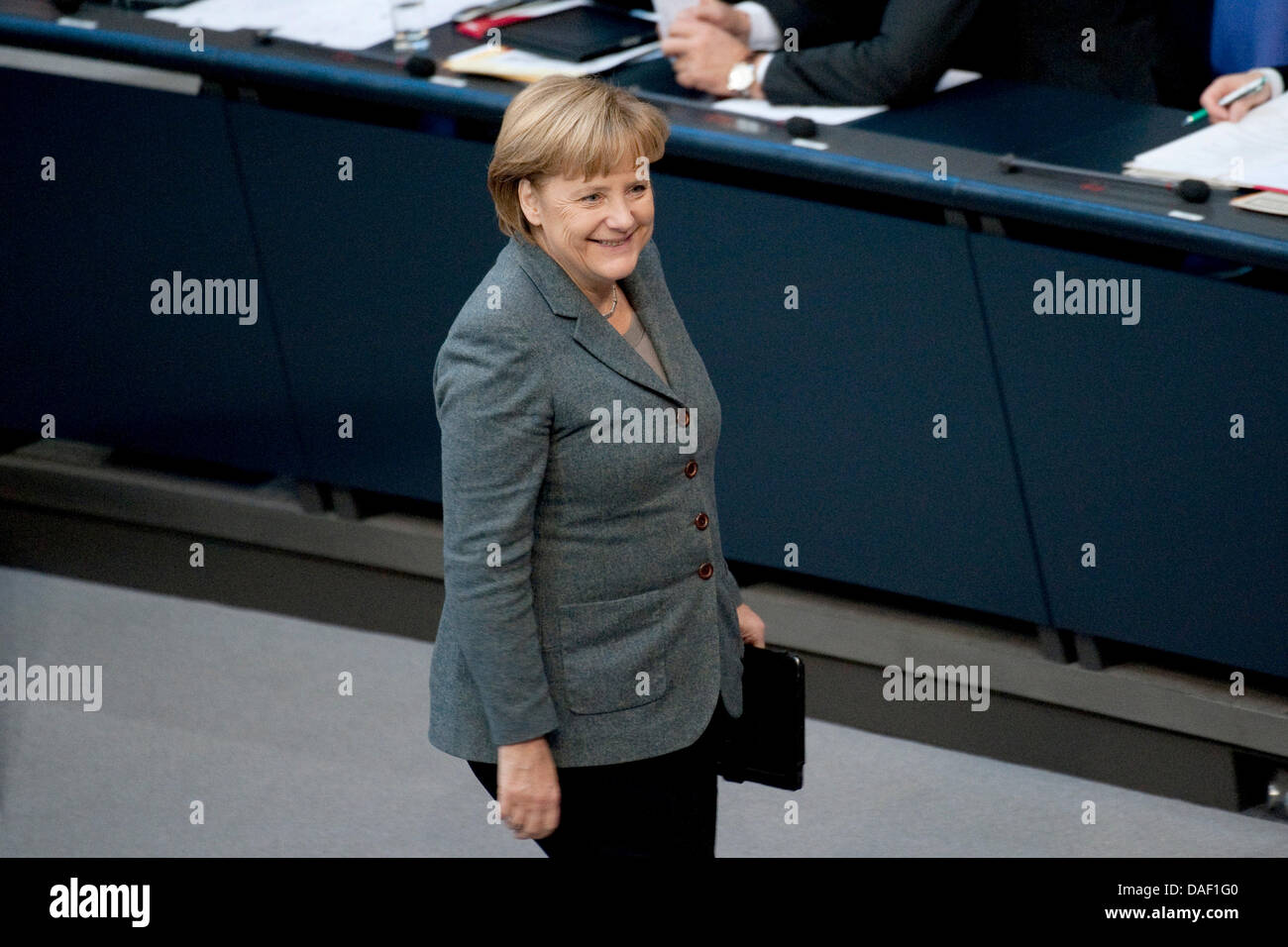 German Chancellor Angela Merkel at the Bundestag in Berlin, Germany, 25 ...