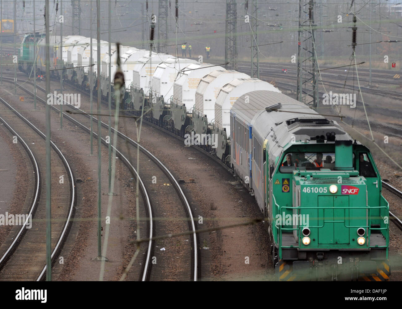 A train with 11 CASTOR containers with German nuclear waste from the ...
