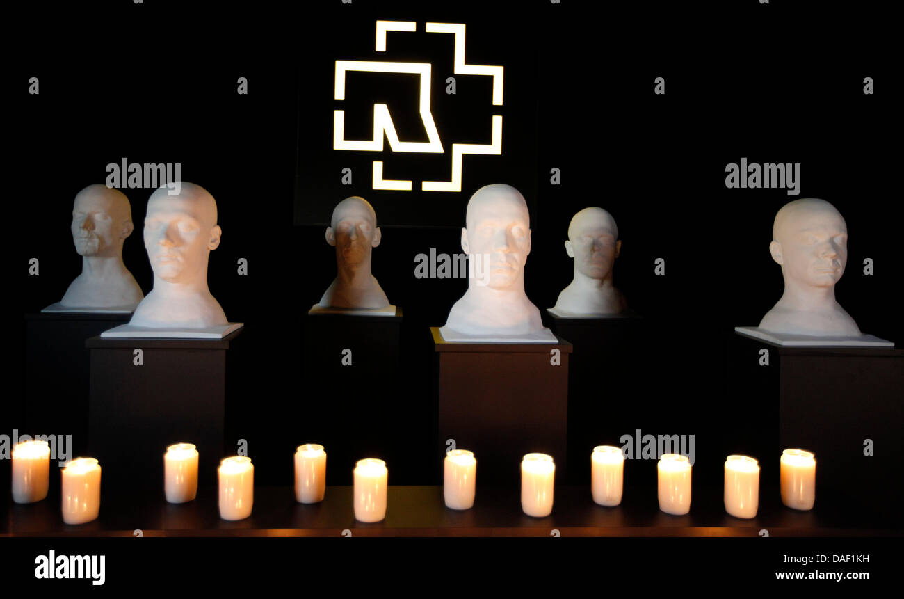 Six death masks sit in the mausoleum in front of the O2 World in Berlin ...