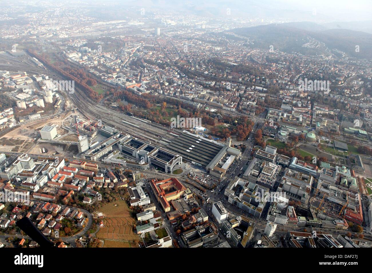 The aerial shows the main station in Stuttgart, Germany, 26 November ...