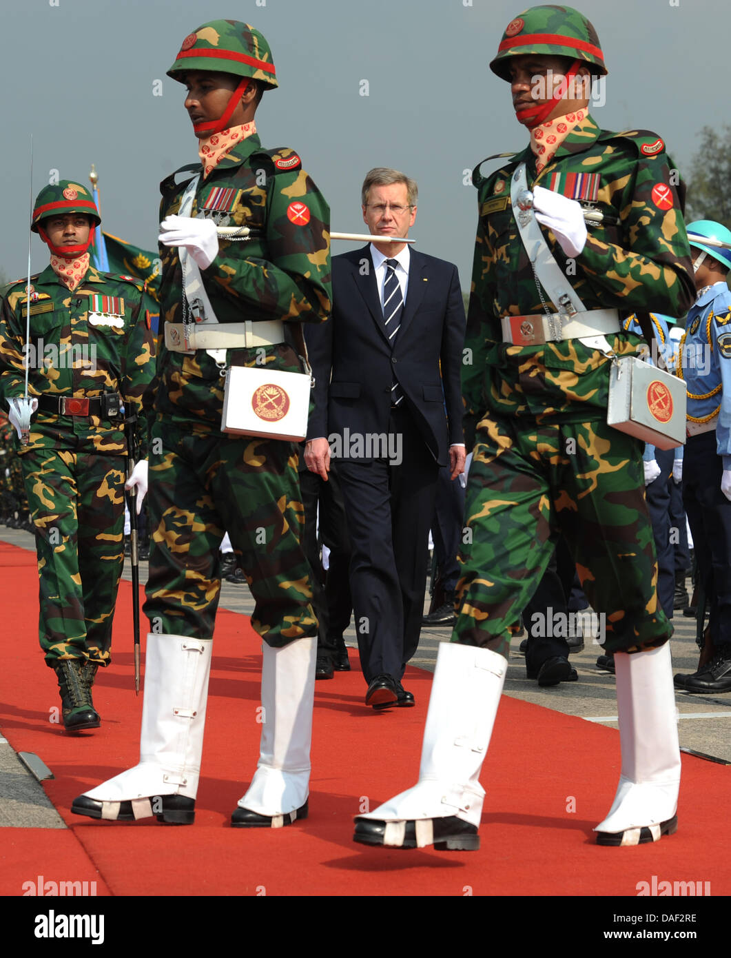 German President Christian Wulff is welcomed with military honors at ...