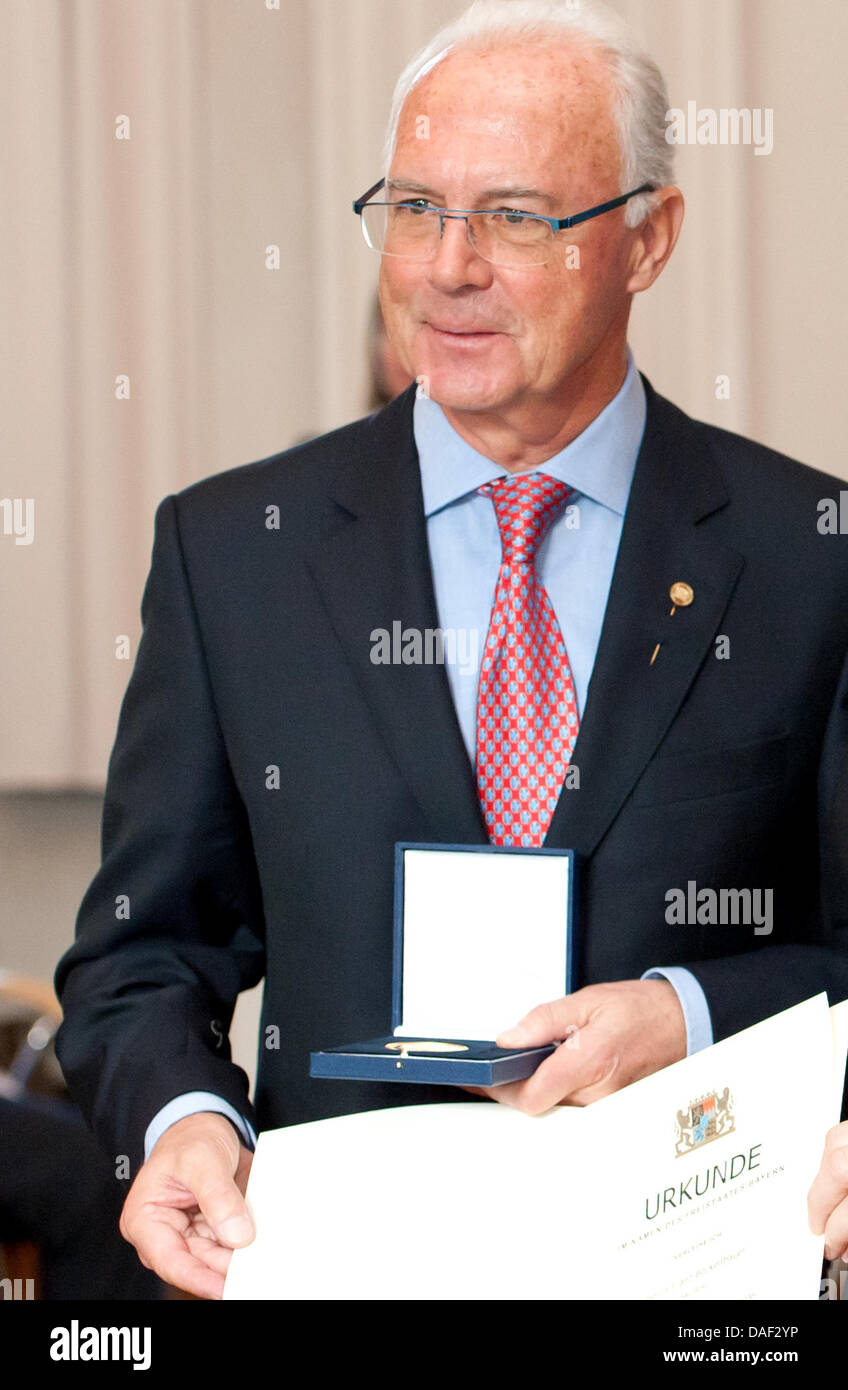 German former soccer player Franz Beckenbauer presents his Bavarian ...
