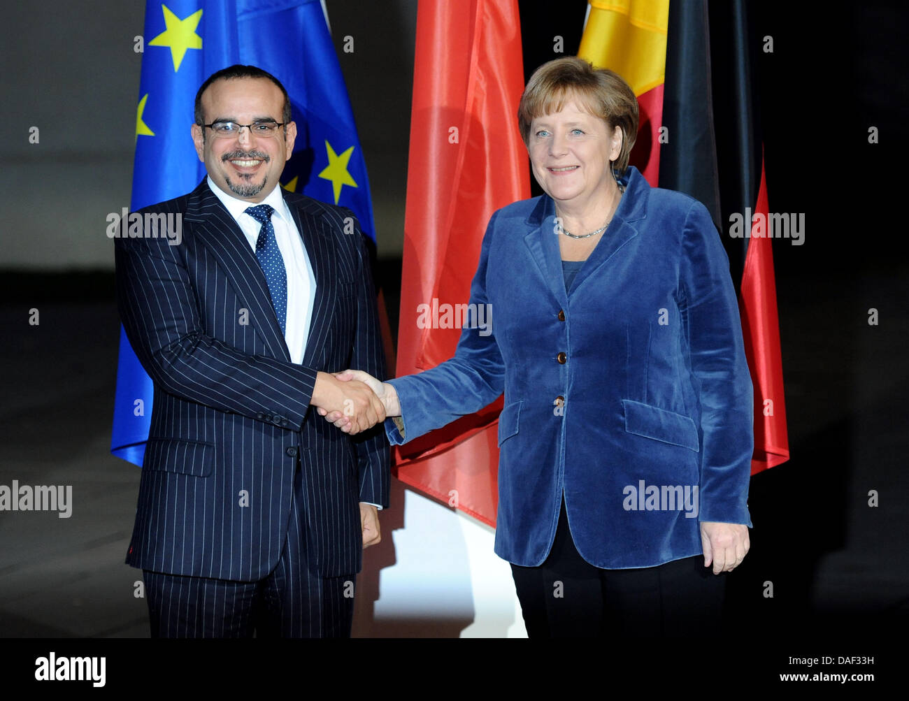 German Chancellor Angela Merkel meets the Crown Prince of Bahrain ...