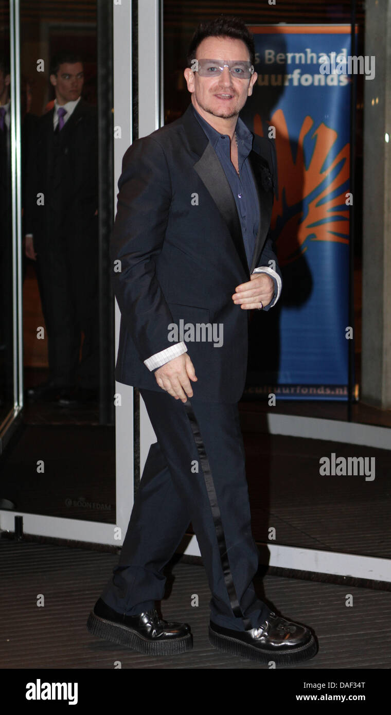 Irish singer Bono of the band U2 attends the award ceremony of the ...