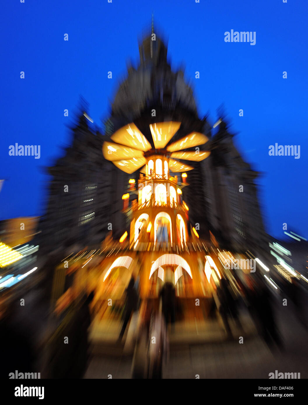 The eight meter high pyramid of a molled wine stand stands in front of ...