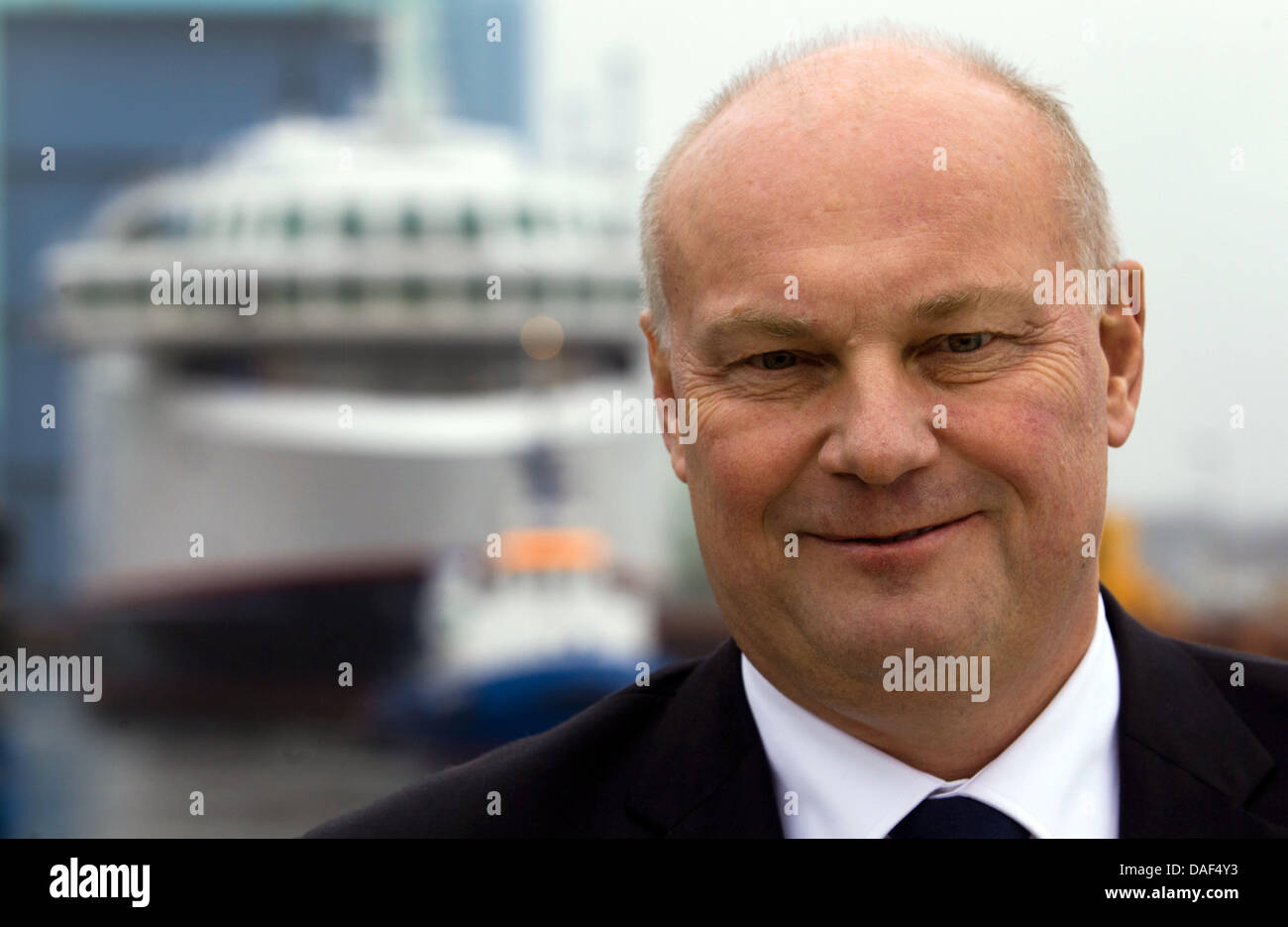 Scandlines CEO Bengt Pihl stands in front of the new ferry 'Berlin' at ...