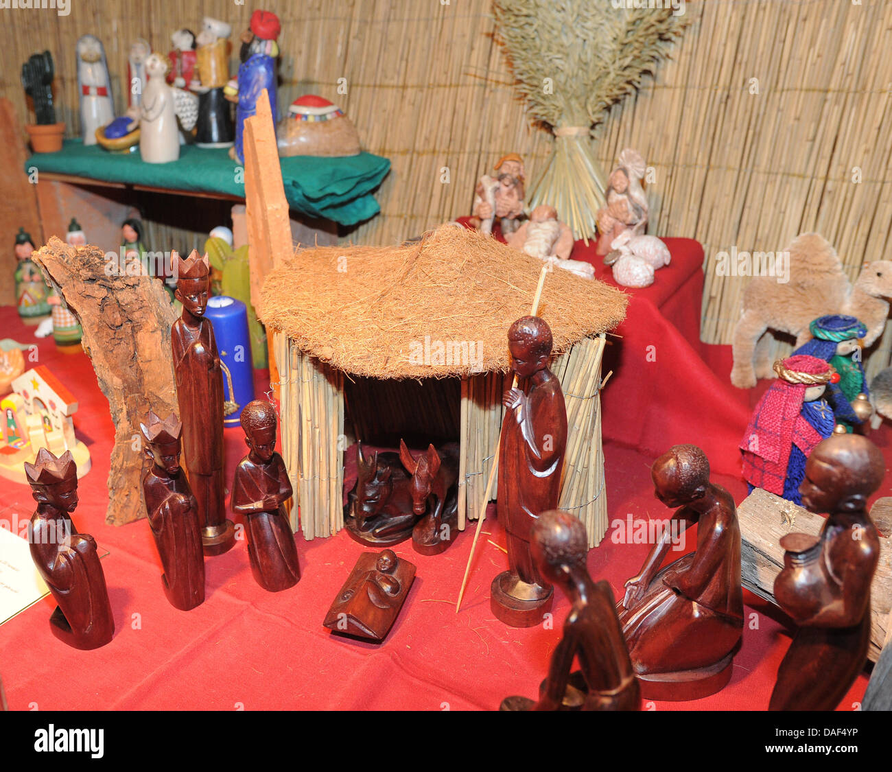 A carved manger set from Tanzania is displayed in Brandenburg/Havel ...