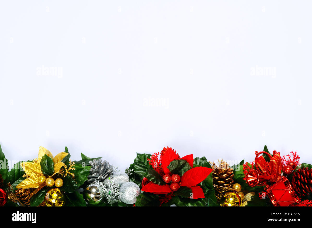 Christmas floral decoration edge on a white background Stock Photo - Alamy