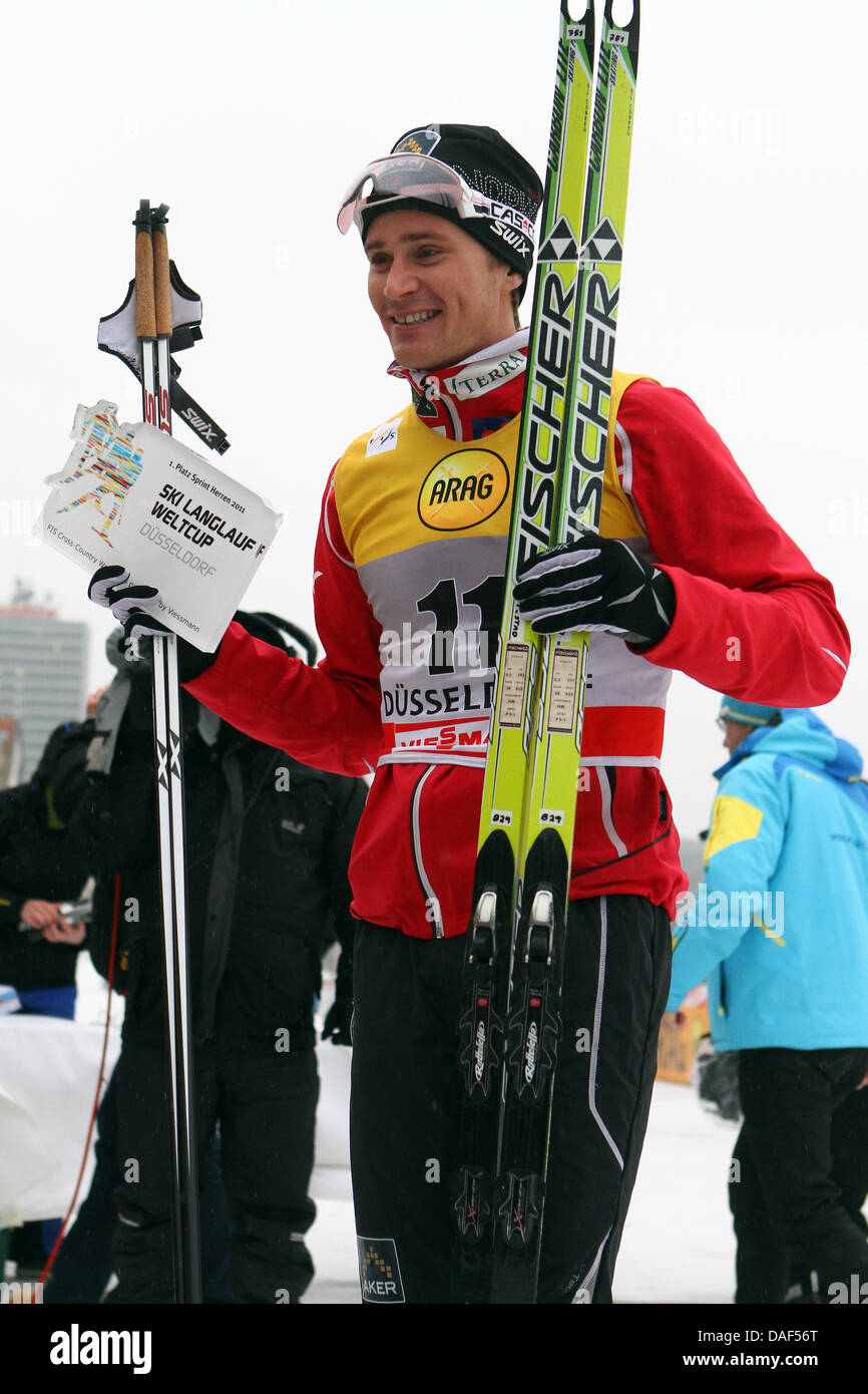 Norwegian athlete Ola Vigen Hattestad celebrates his victory of the men ...