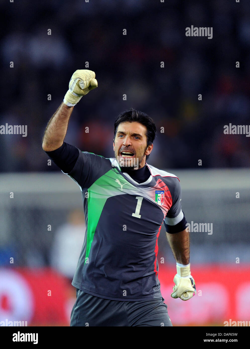 Italy's goalkeeper Gianluigi Buffon in action during the friendly ...