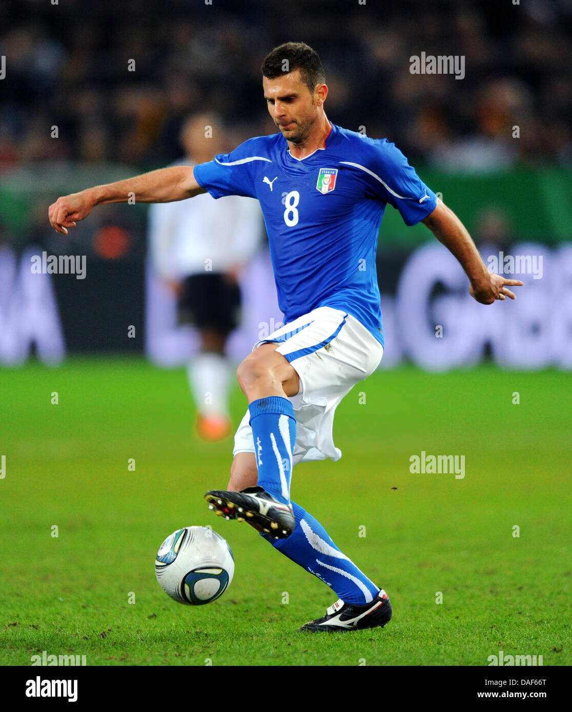 Italian player Thiago Motta controls the ball during the friendly ...