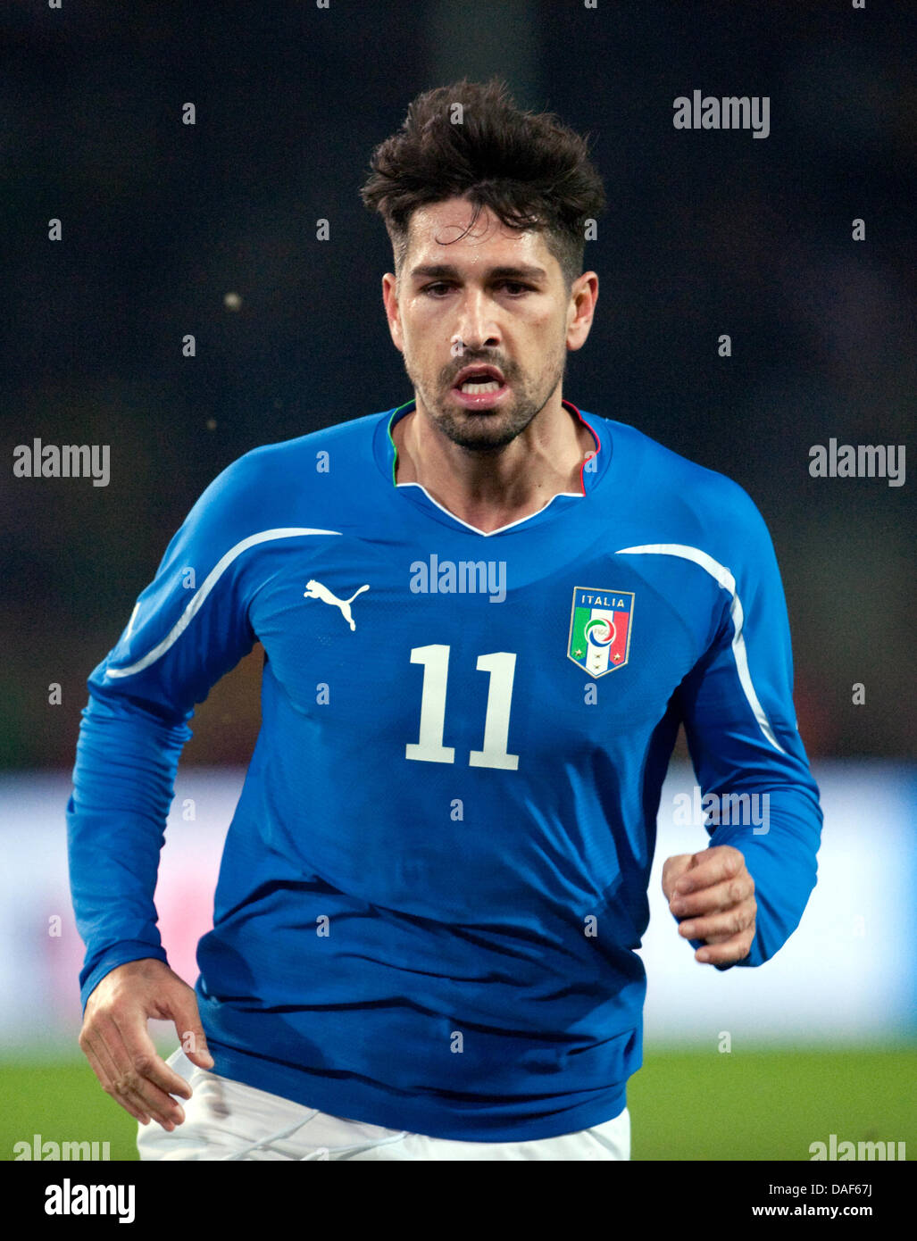 Italian player Marco Borriello controls the ball during the friendly ...