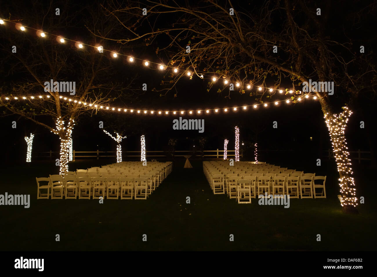 Wedding, Chairs, Night, Trees, Ceremony Stock Photo - Alamy