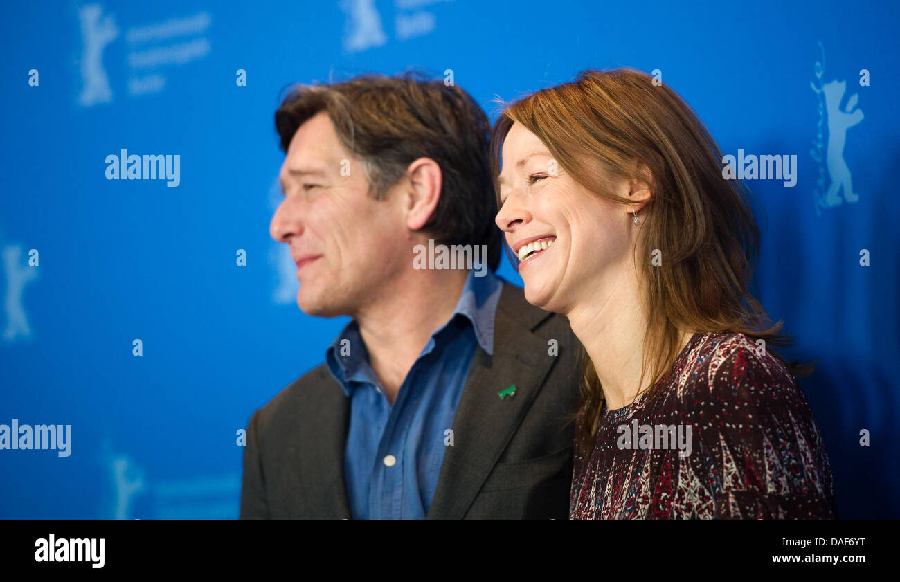 Dutch actor Pierre Bokma and German actress Jenny Schilly pose at a ...
