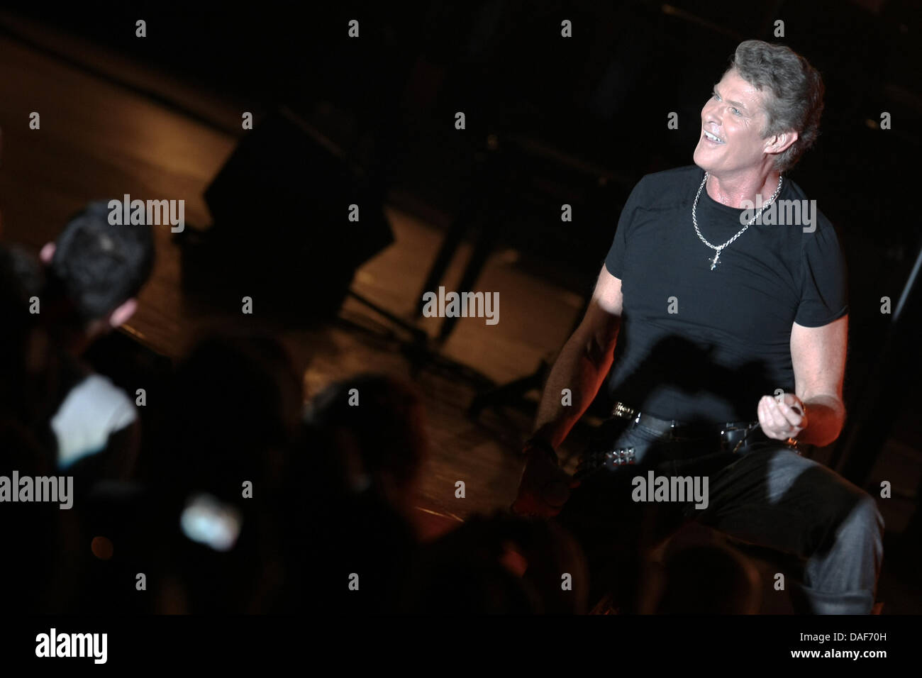 Singer David Hasselhoff performs on stage at the Ballsporthalle in ...