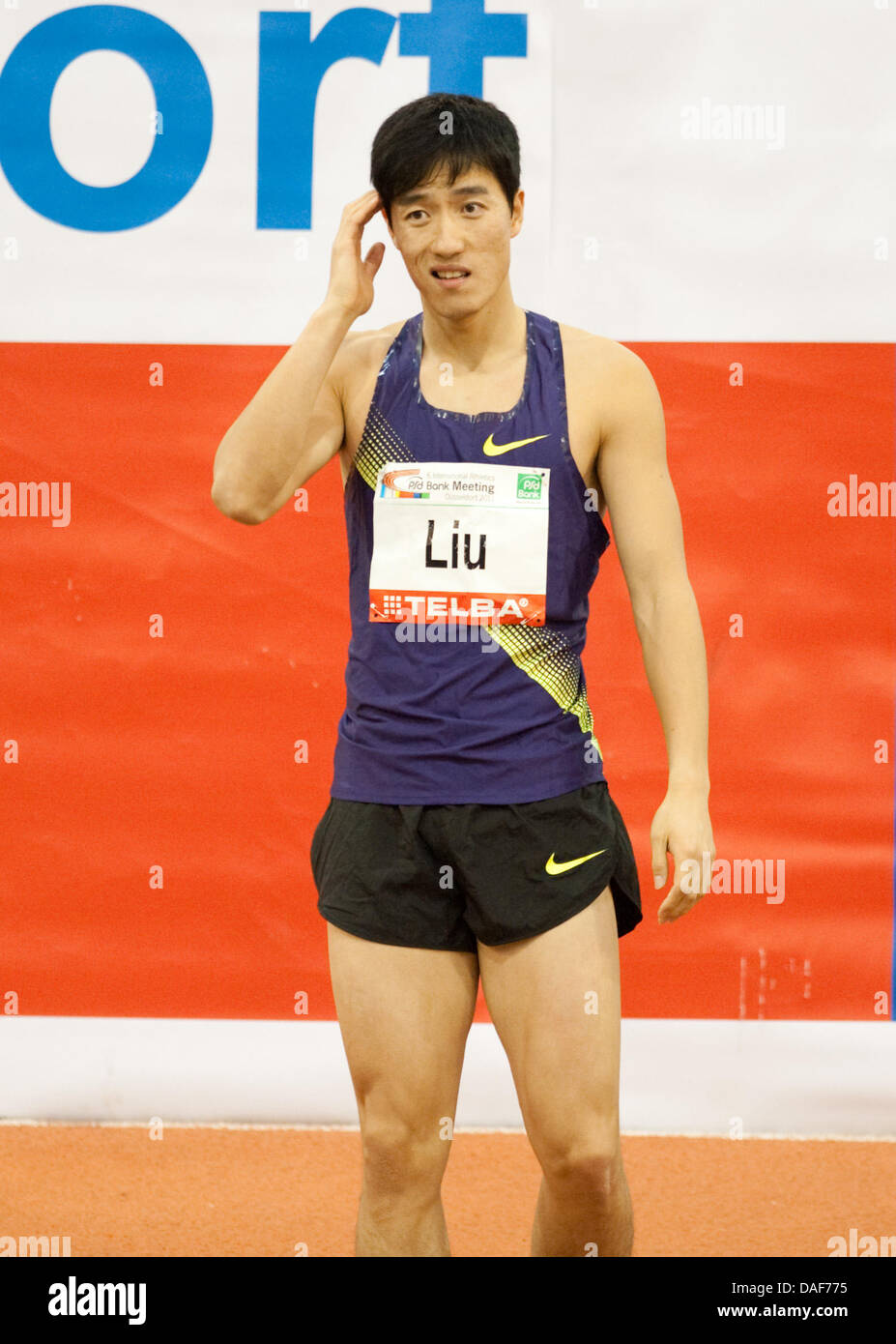 Chinese athlete Liu Xiang is pictured after his 60m final hurdle race ...