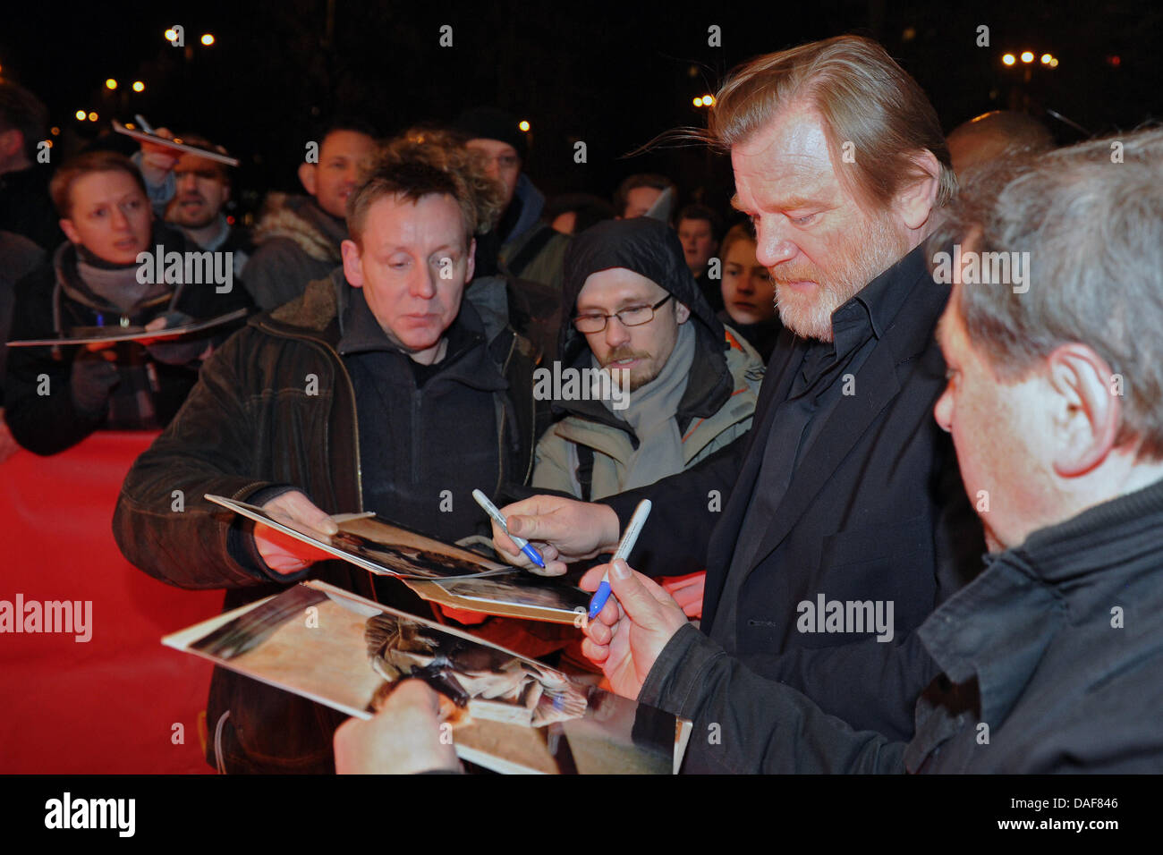 Irish actor Brendan Gleeson signs autographs as he arrives at the ...
