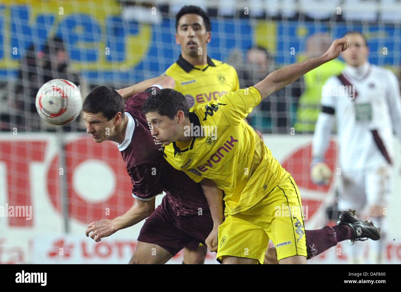 Kaiserslautern's Jiri Bilek (L) and Dortmund's Robert Lewandowski (R ...