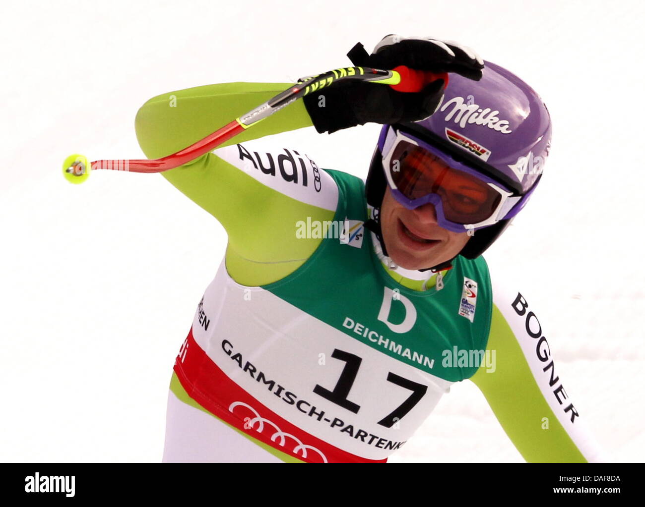 Maria Riesch of Germany celebrates in the finish area of the women's ...
