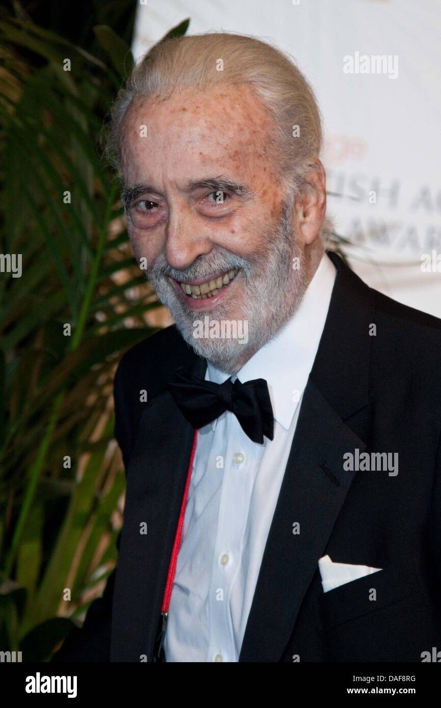 British actor Christopher Lee poses in the winner's pressroom of the ...