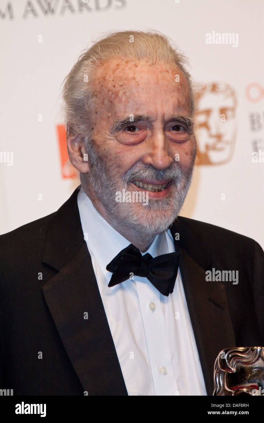 British actor Christopher Lee poses in the winner's pressroom of the ...
