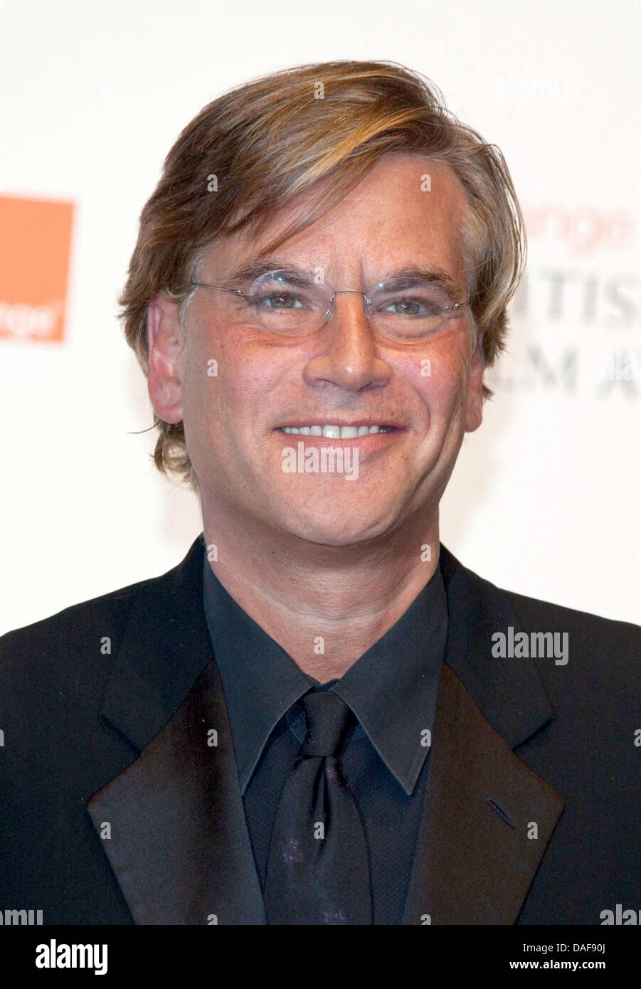 US author and screenwriter Aaron Sorkin poses in the winner's pressroom ...