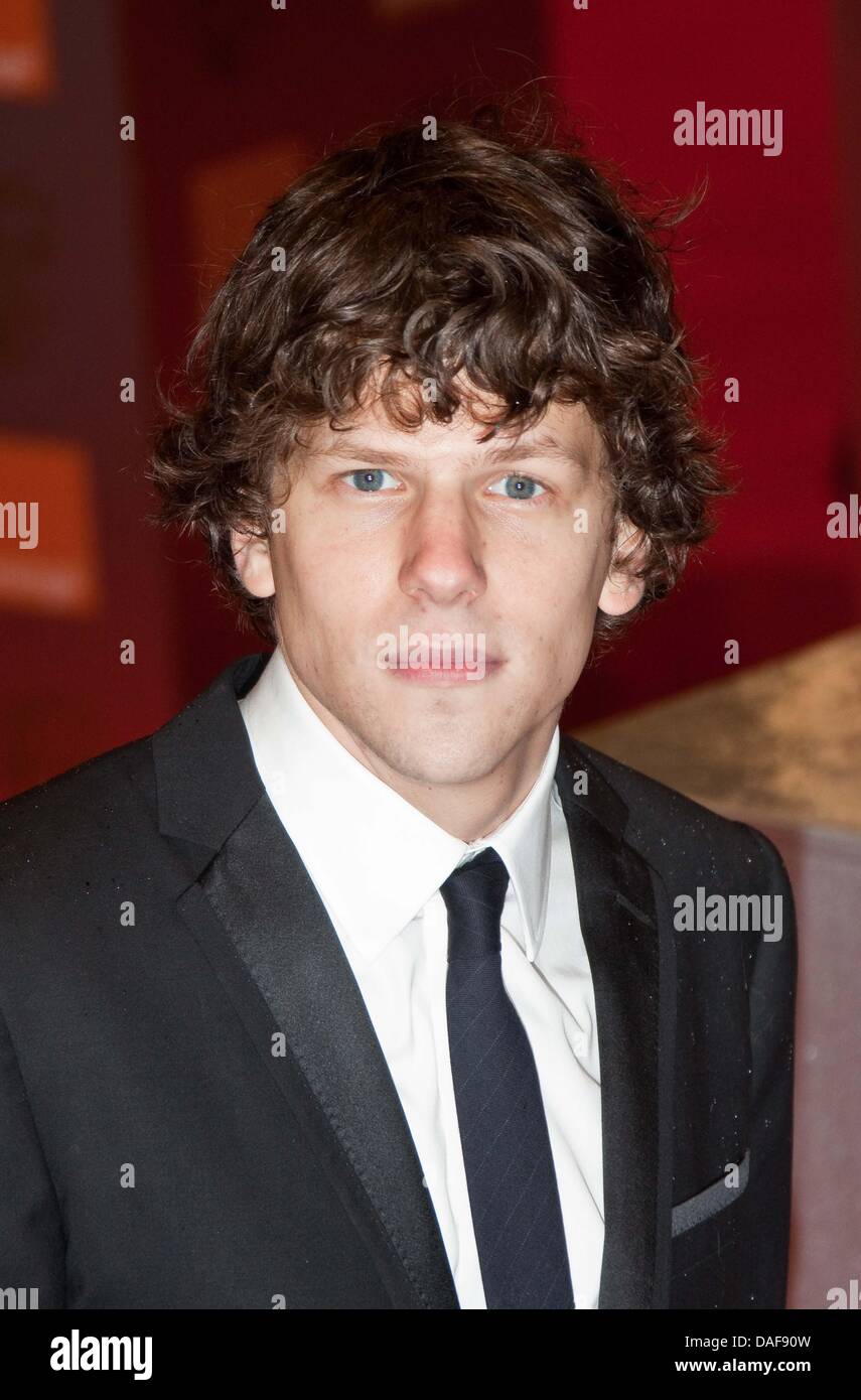 US actor Jesse Eisenberg poses in the winner's pressroom of the British ...