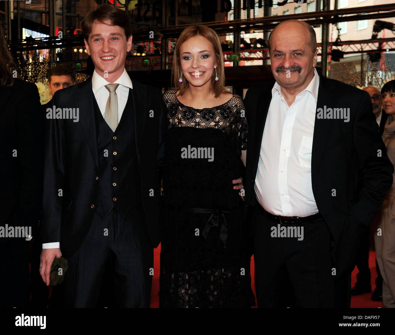Actors Anton Shagin (L), Svetlana Smirnova-Marcinkevich and director ...